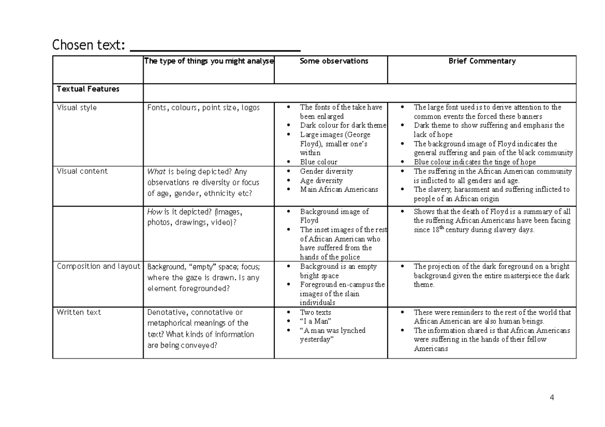 Textual Features note taking - Chosen text: The type of things you ...