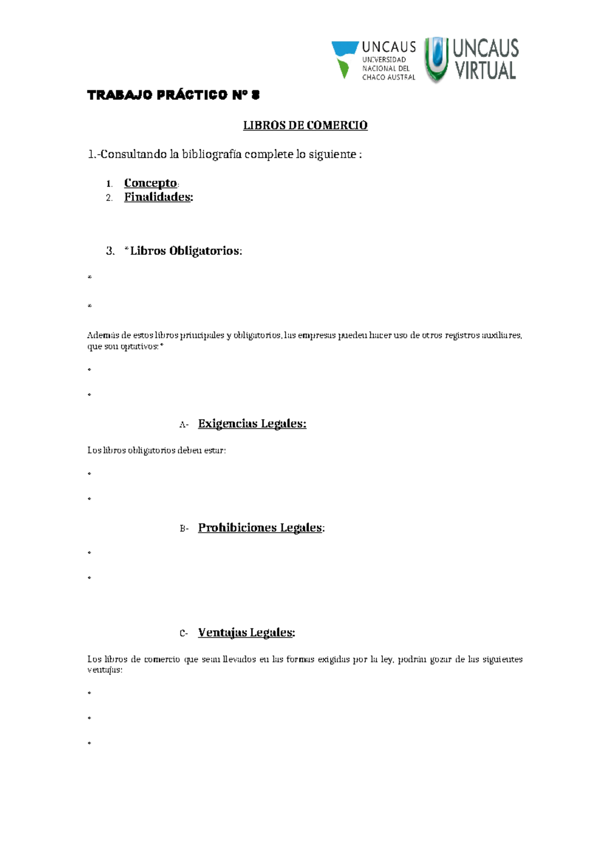 TP 8 - TP 8 - TRABAJO PRÁCTICO Nº 8 LIBROS DE COMERCIO 1.-Consultando ...