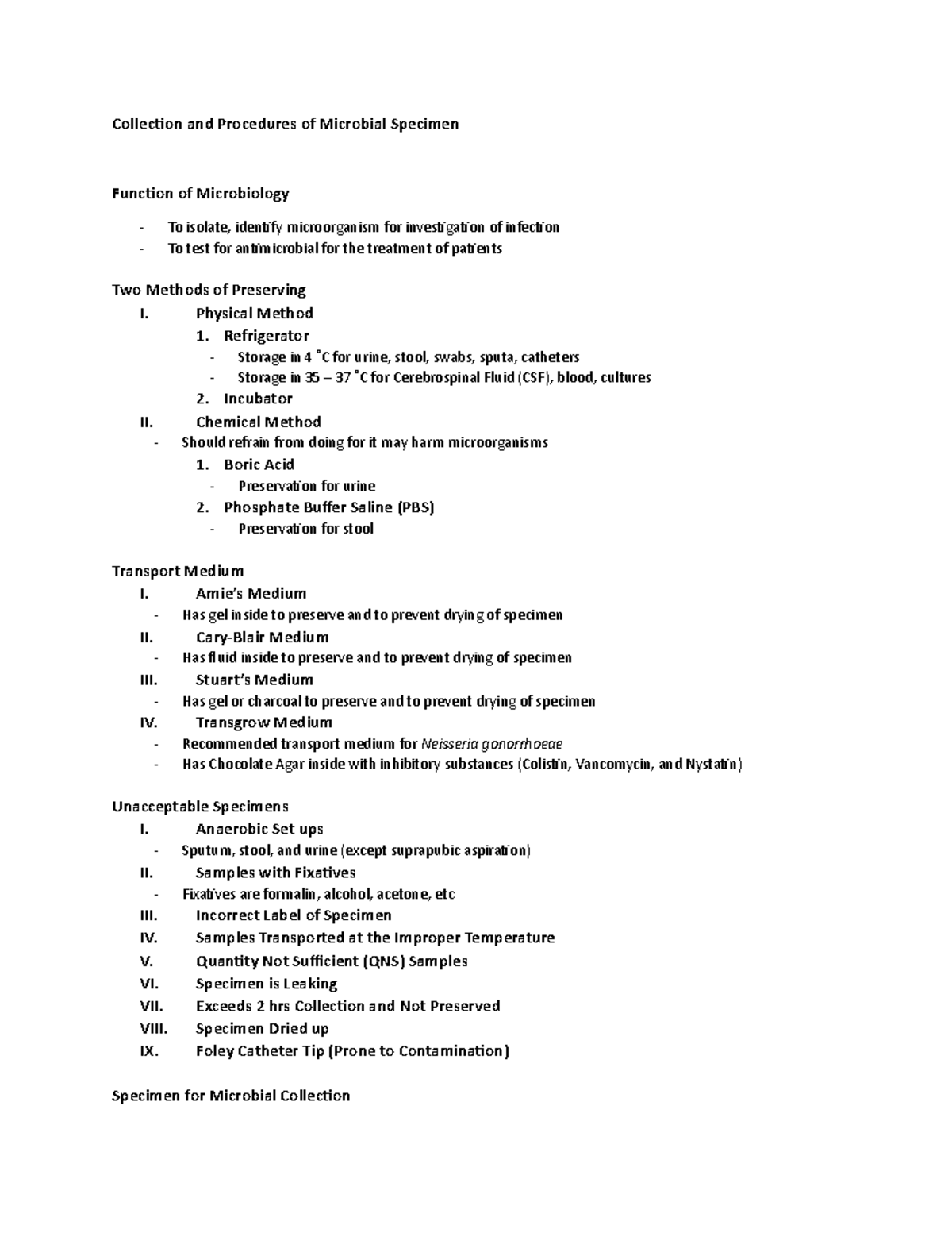 8 Collection and Procedures of Microbial Specimen LEC - Collection and ...
