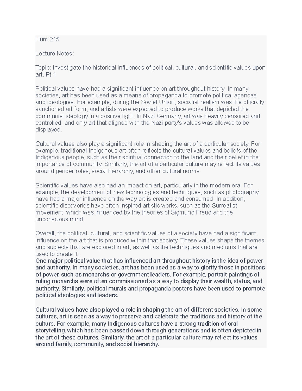 Hum 215 (1 - Schoolcraft -Investigate the historical influences of ...