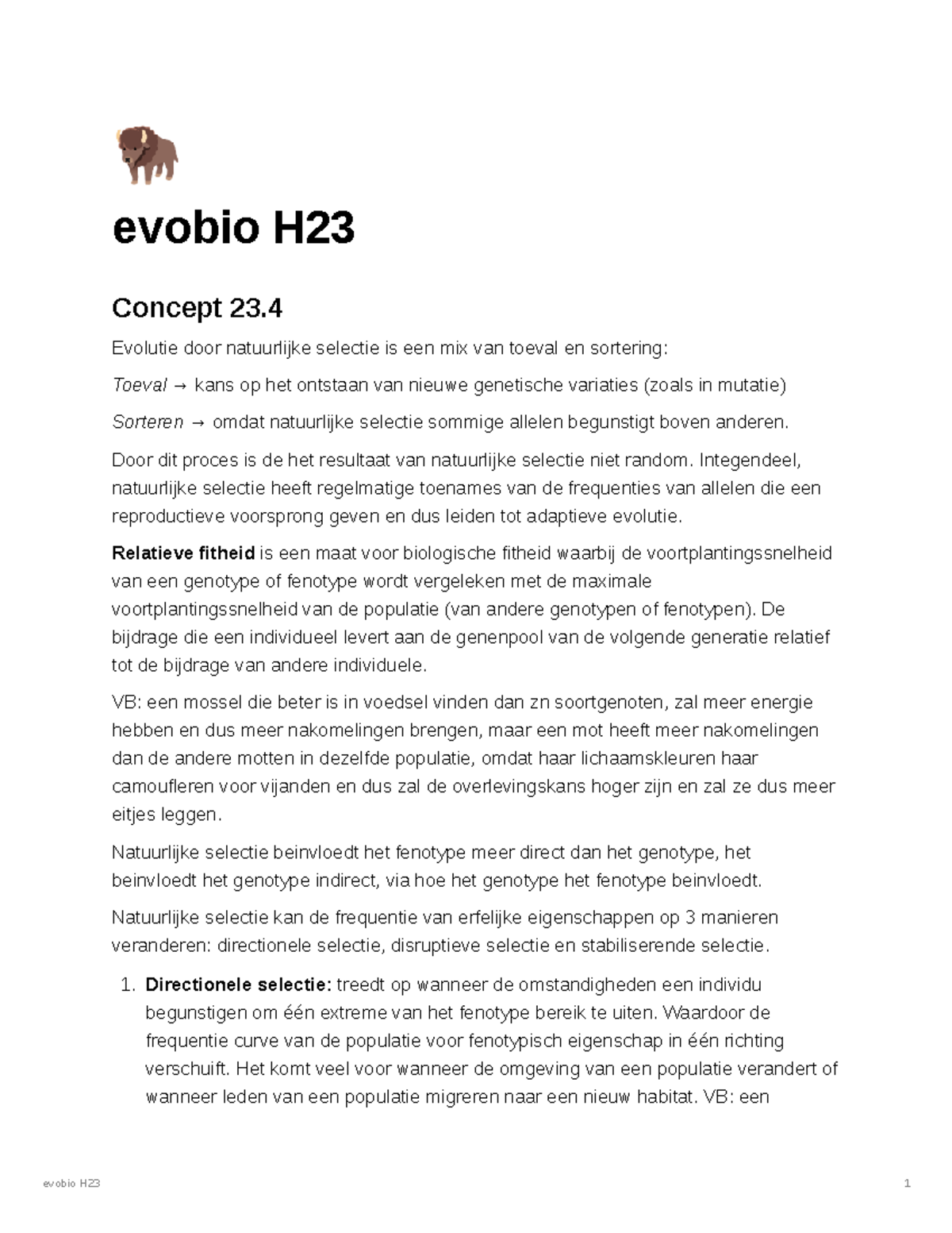 Evolutie en biodiversiteit samenvatting hoofdstuk 23 - 🦬 evobio H Concept 23. Evolutie door ...