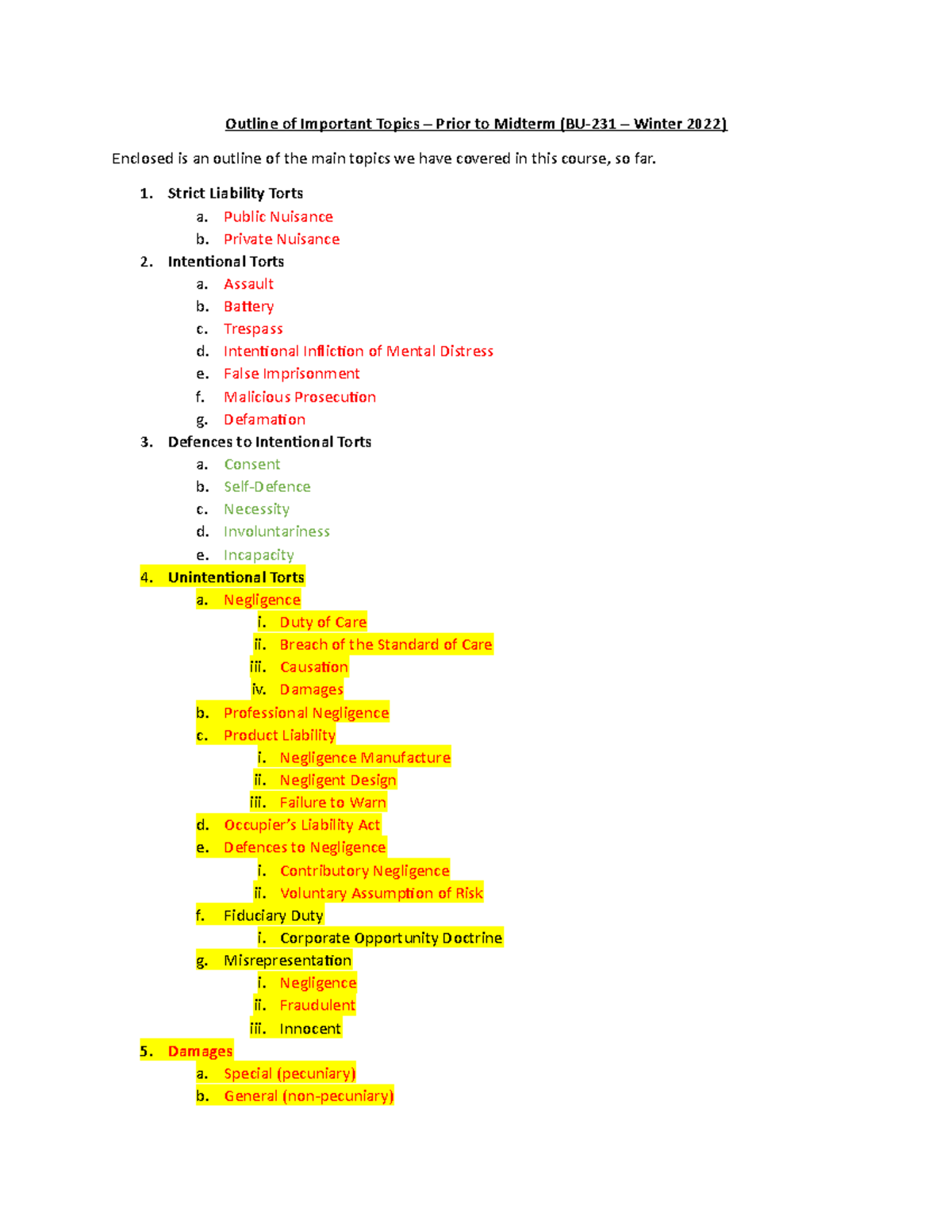 BU231 - Midterm Outline - Outline of Important Topics – Prior to ...