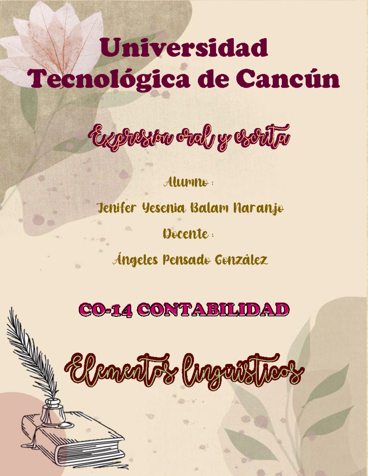 Balam Naranjo Jenifer-Elementos linguisticos - español - Studocu