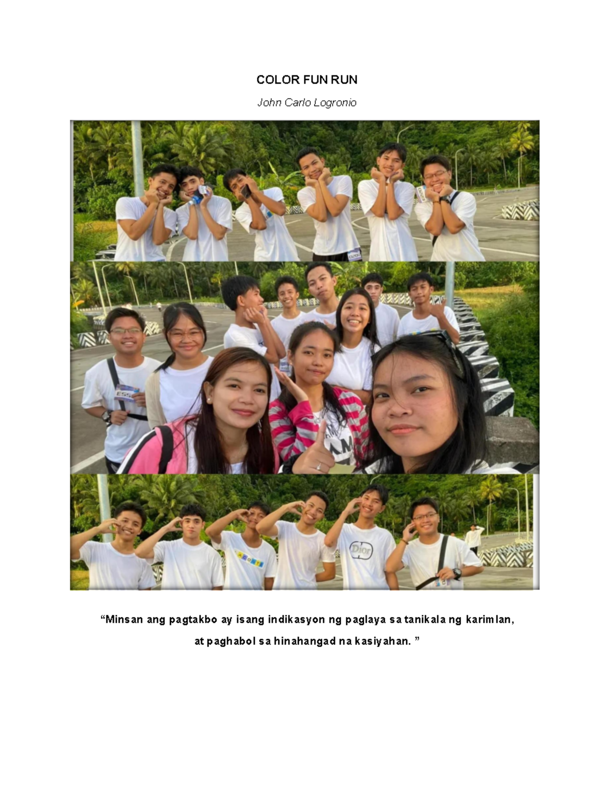 Fun Run Run Run - BSED Filipino - COLOR FUN RUN John Carlo Logronio ...