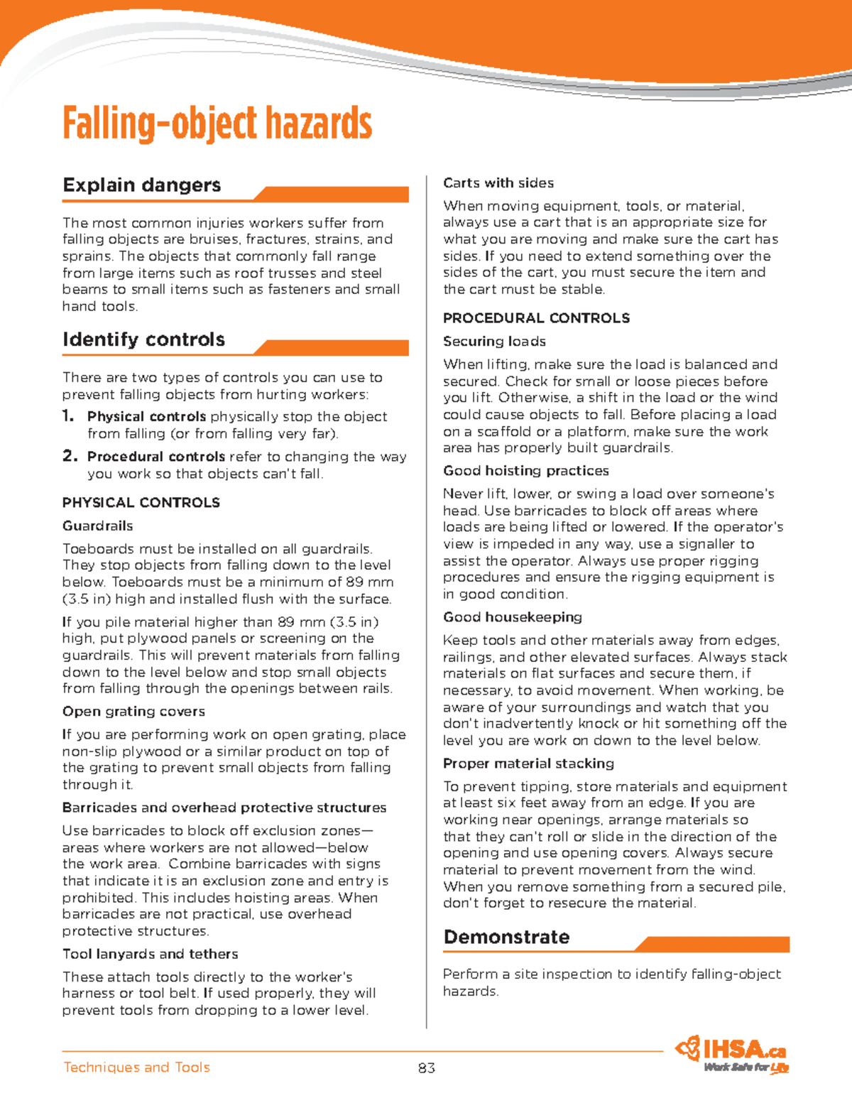 Falling-object hazards - 83 Falling-object hazards Carts with sides ...