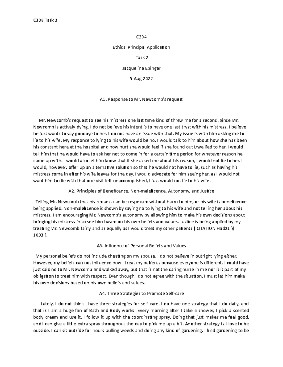 C304 task 2 ready - passed first submit - C308 Task 2 C Ethical ...