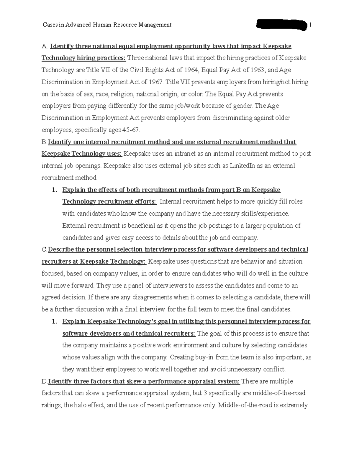HMP 1 PA - Final draft, passed, use lots of detail - Cases in Advanced ...