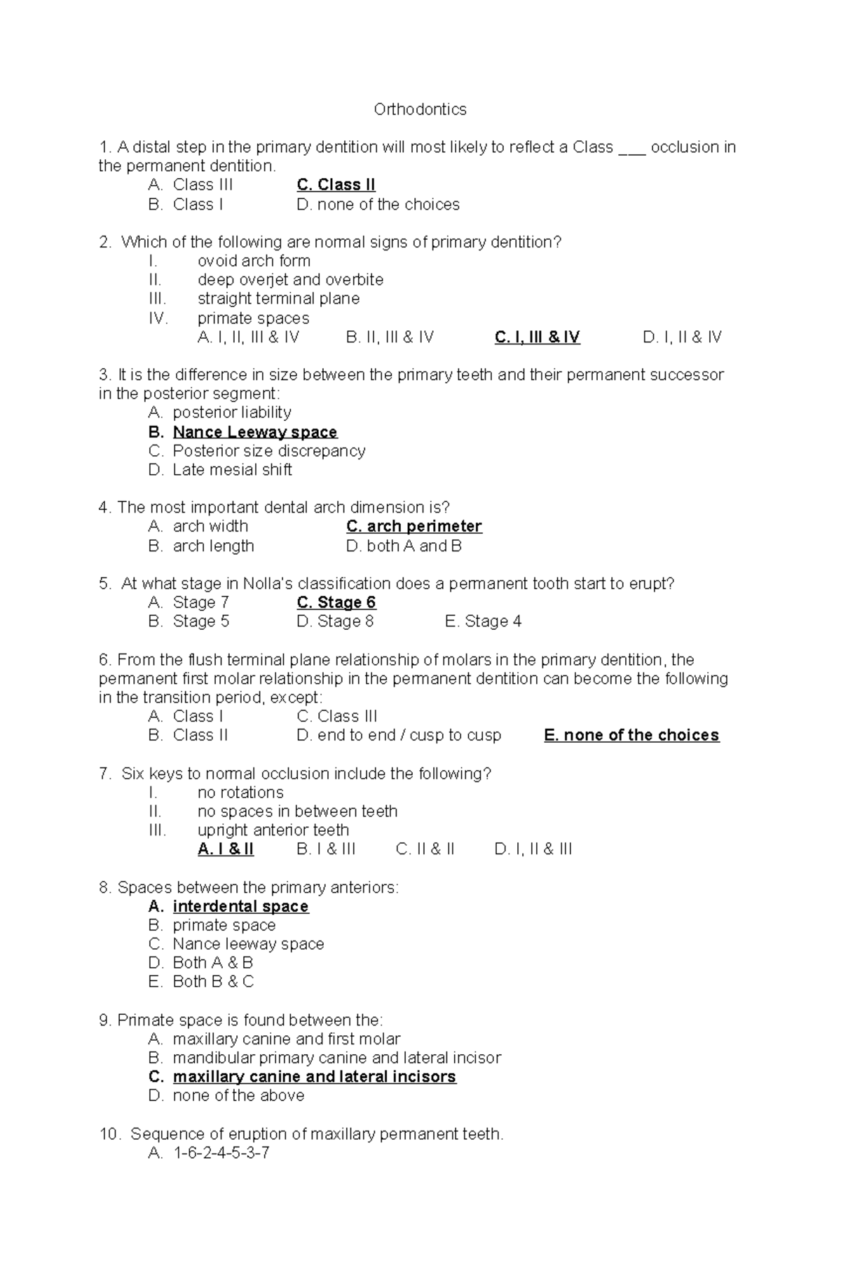 Orthodontic 1-Board-Questions 1 - Orthodontics A distal step in the ...