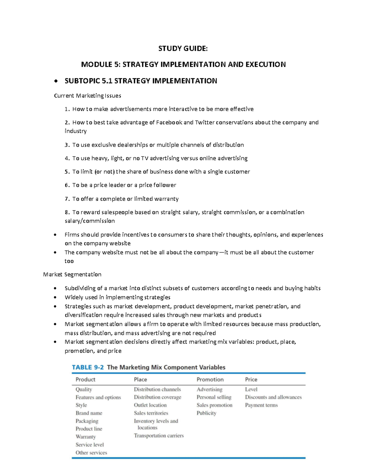 SGM5+Strategy+Implementation+and+Generation - STUDY GUIDE: MODULE 5 ...