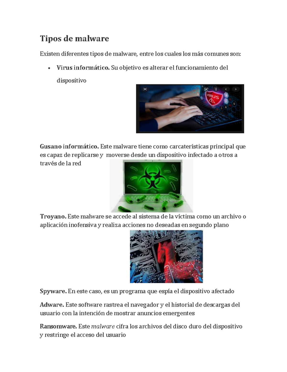 Tipos de malware - Su objetivo es alterar el funcionamiento del ...