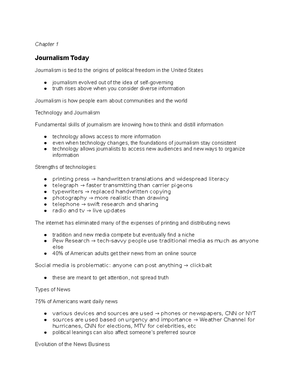 MMC3105 Booker Lecture 1 Notes - Chapter 1 Journalism Today Journalism ...