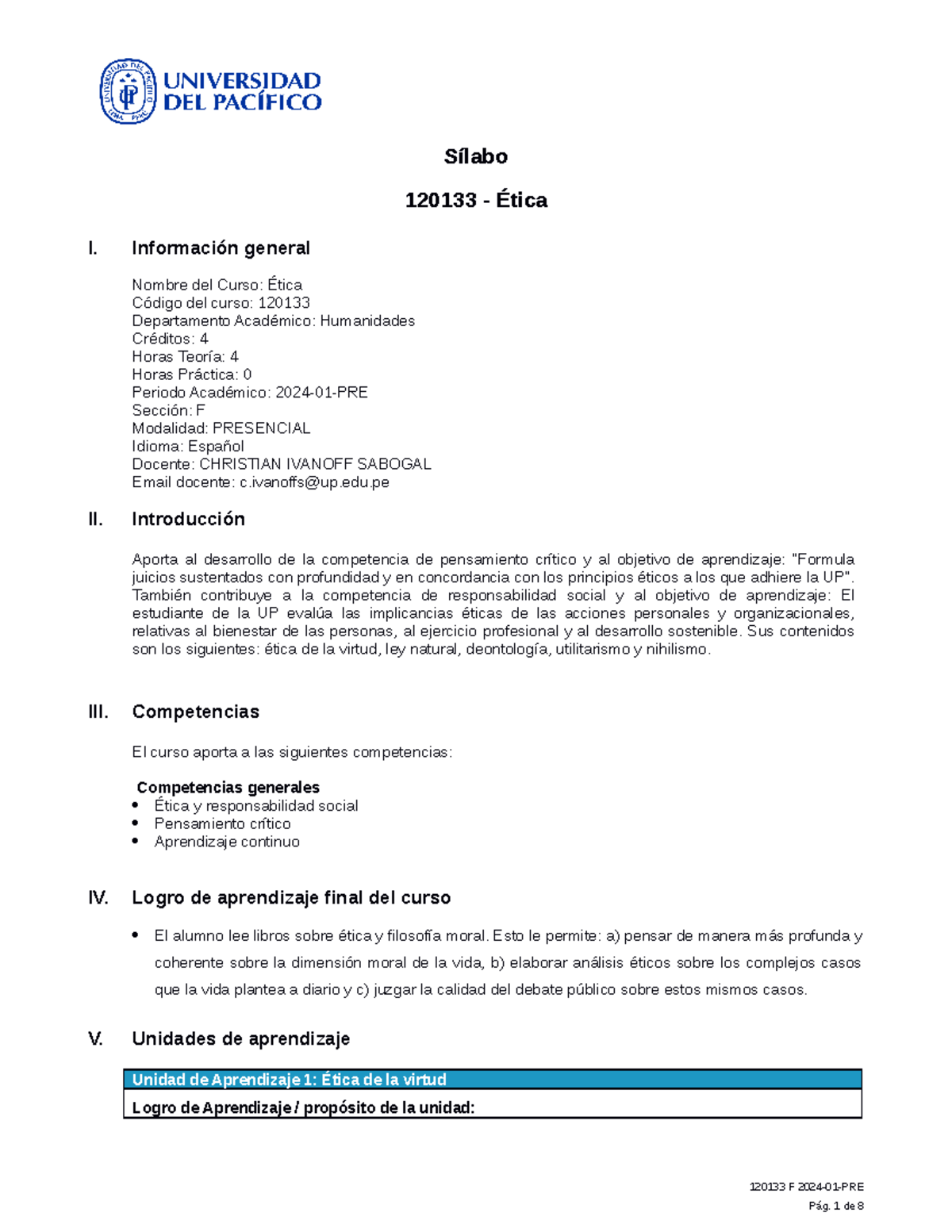 Ética - 12013 3 - F (2024-01-PRE)-2 - Sílabo 120133 - Ética I ...