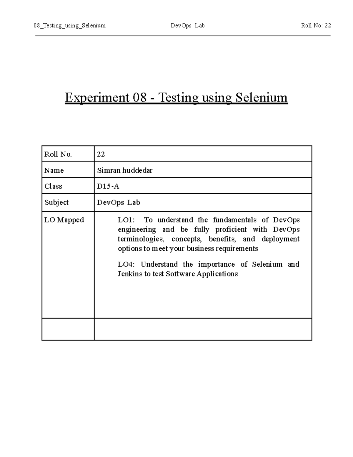 Simran huddedar- 08 Testing using Selenium - Experiment 08 - Testing ...