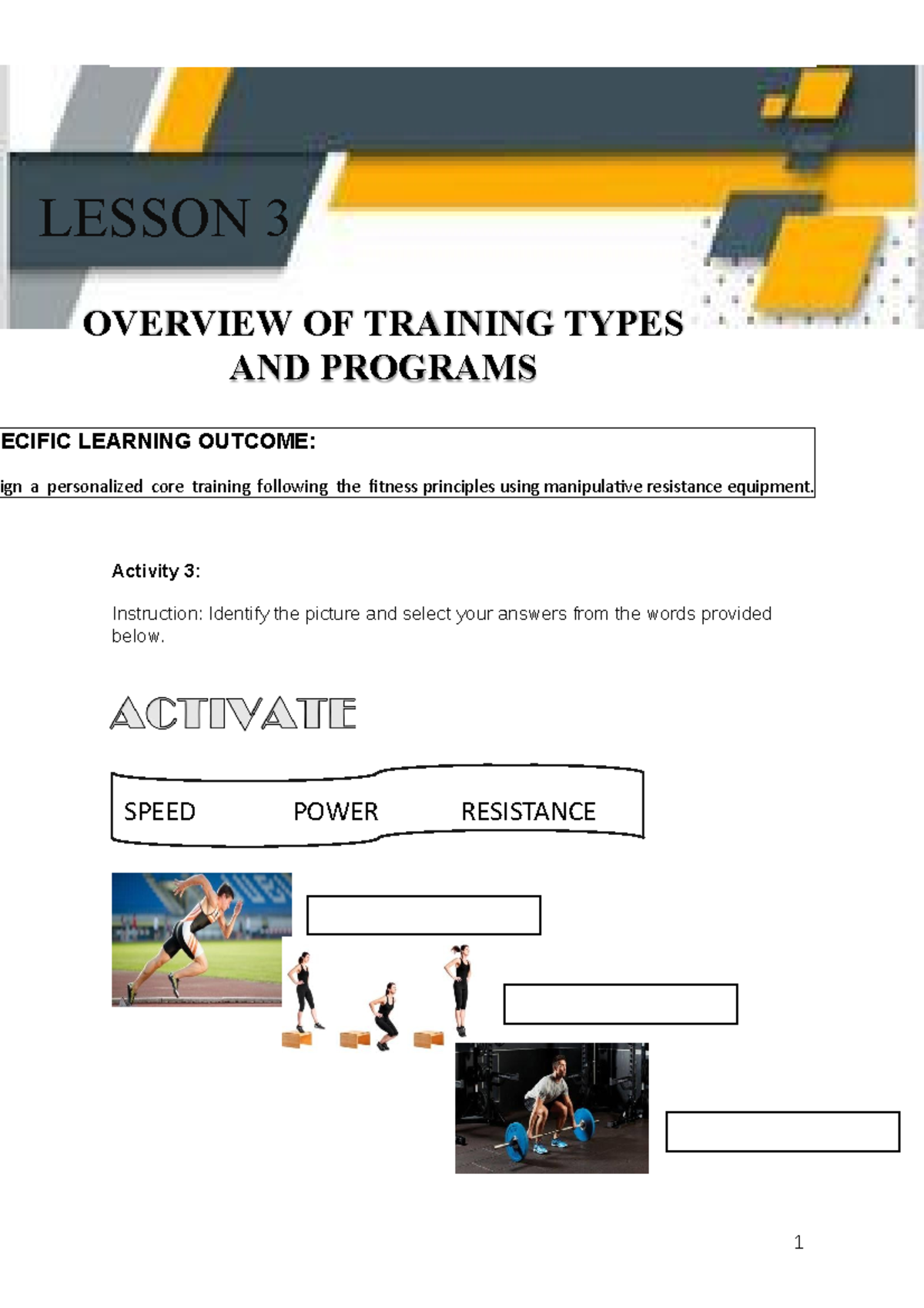Lesson 3 - 1 LESSON 3 OVERVIEW OF TRAINING TYPES AND PROGRAMS ...