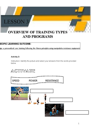 PE2 Module Lesson 2 - 1 LESSON 2 PRINCIPLES OF TRAINING SPECIFIC ...