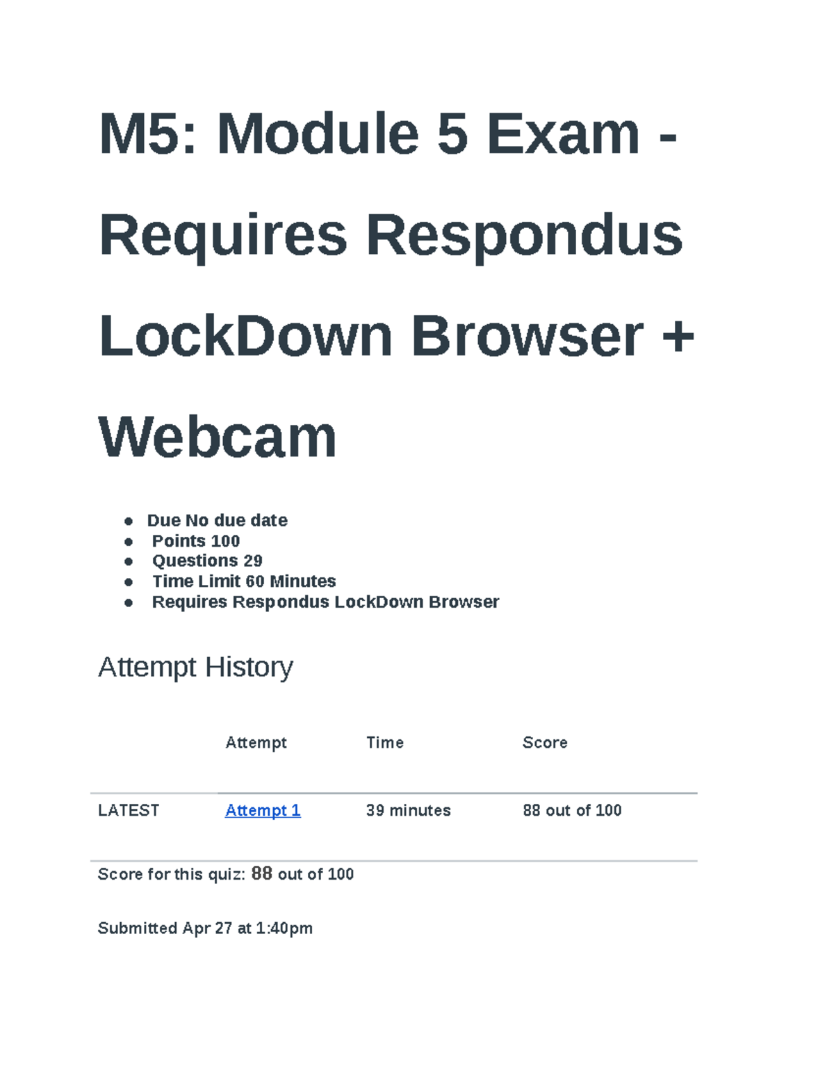 BIOD 171 Module 5 Exam - Quiz questions - M5: Module 5 Exam - Requires ...