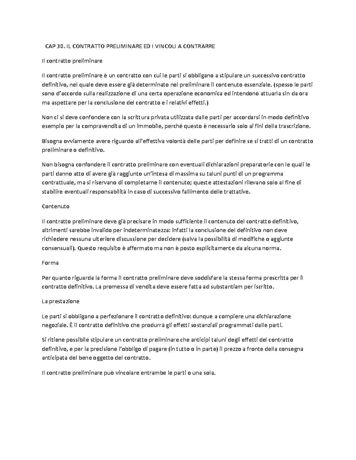Studocu pdf 777 - FVFVF - CAP 30. IL CONTRATTO PRELIMINARE ED I VINCOLI ...