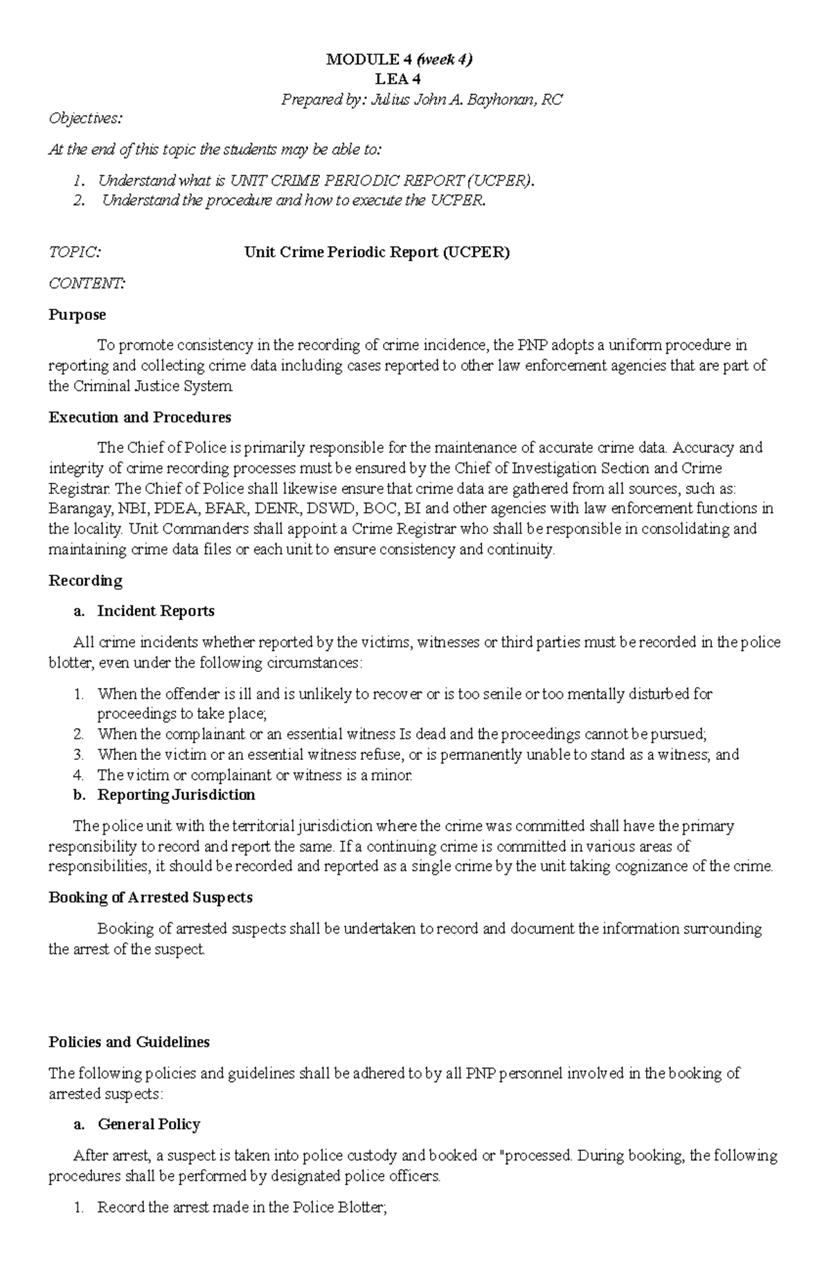Module-4-lea-4 - my doc - MODULE 4 (week 4) LEA 4 Prepared by: Julius ...