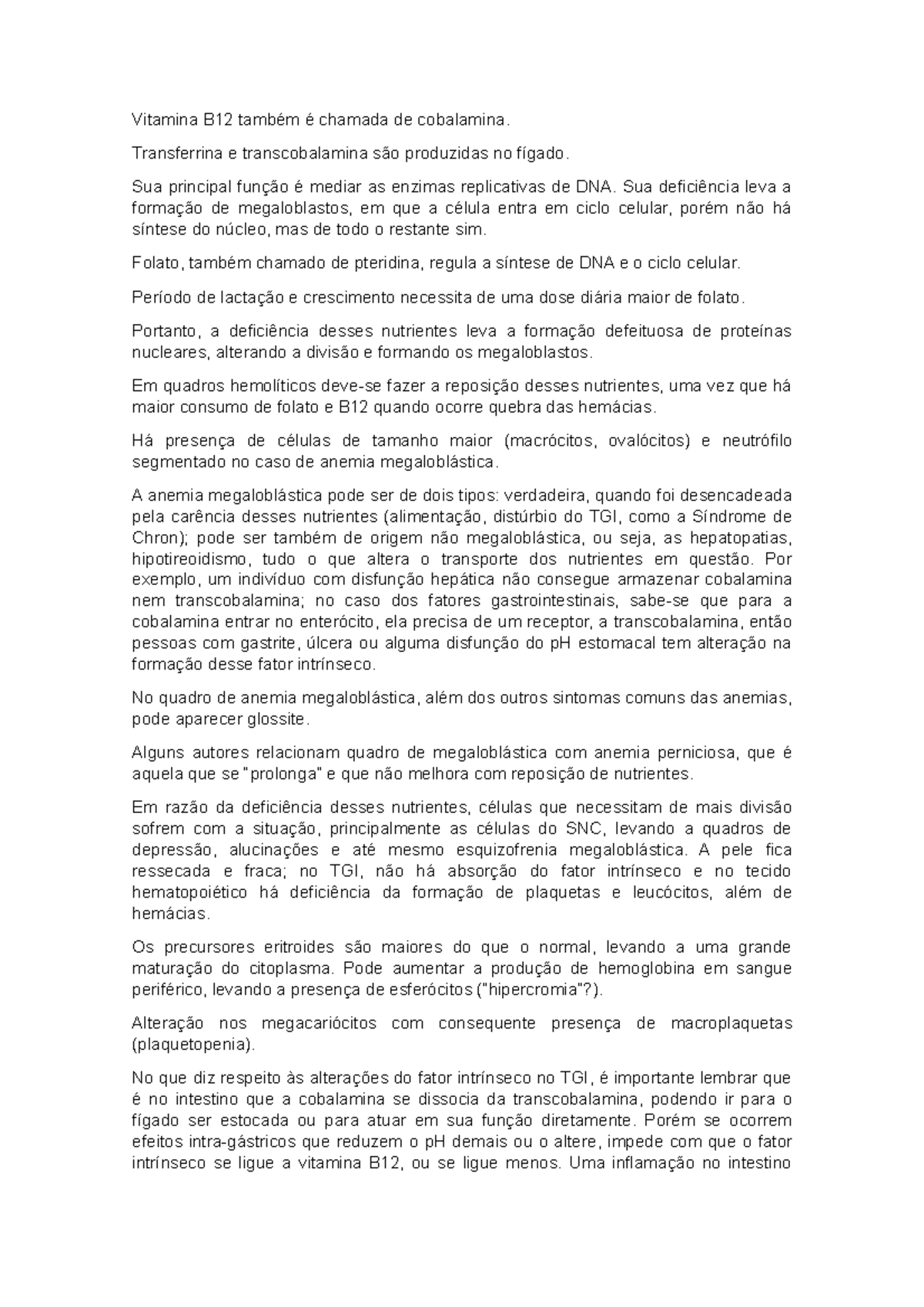 anemia megaloblástica - Vitamina B12 também é chamada de cobalamina ...