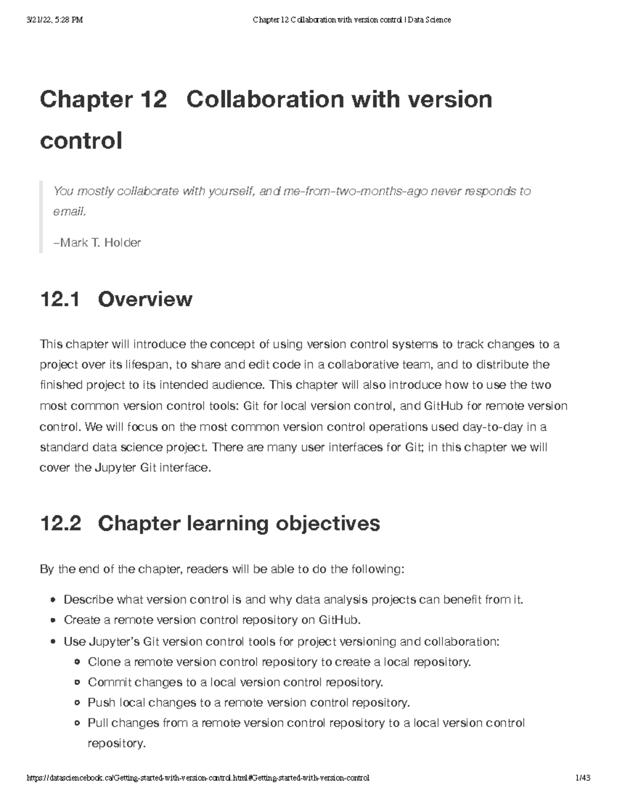 Chapter 12 Collaboration with version control Data Science - Chapter 12 Collaboration with ...