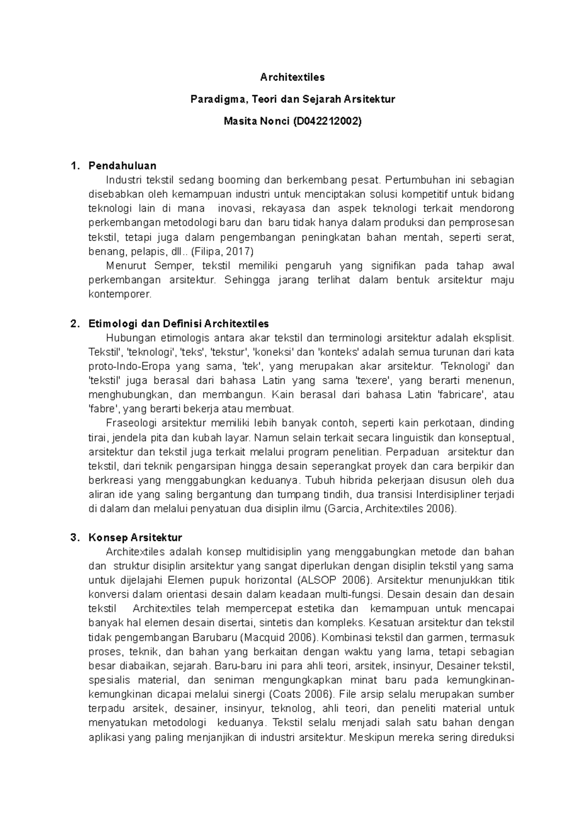 Architextiles - Architextiles Paradigma, Teori dan Sejarah Arsitektur Masita Nonci (D042212002 ...