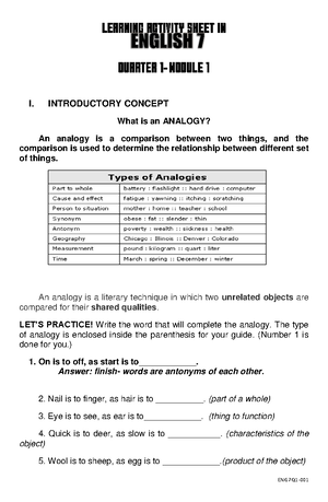 CO Q1 English-7 Module-2 - English Quarter 1 – Module 2: Genres of ...