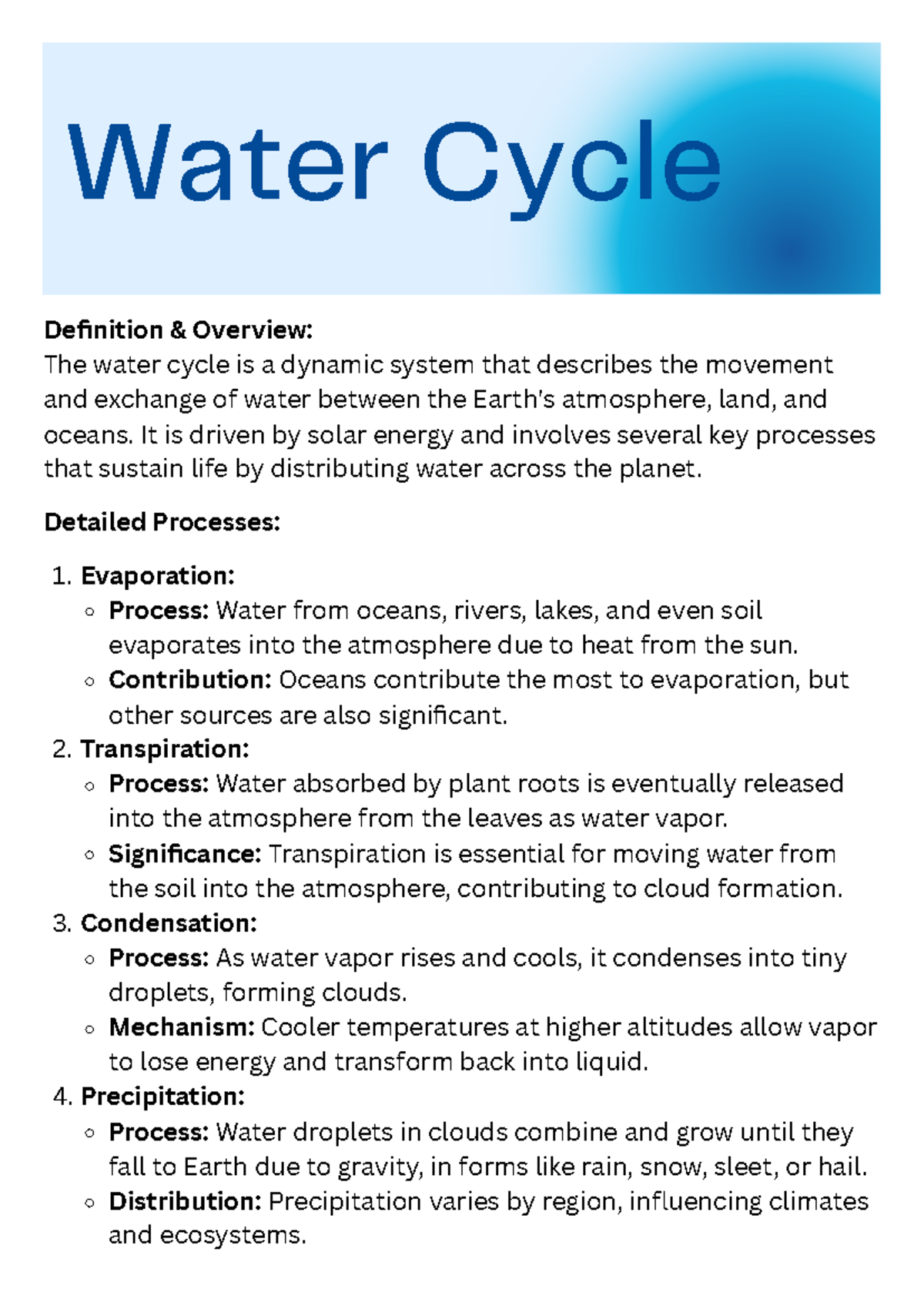 The Water Cycle - Definition & Overview: The water cycle is a dynamic ...