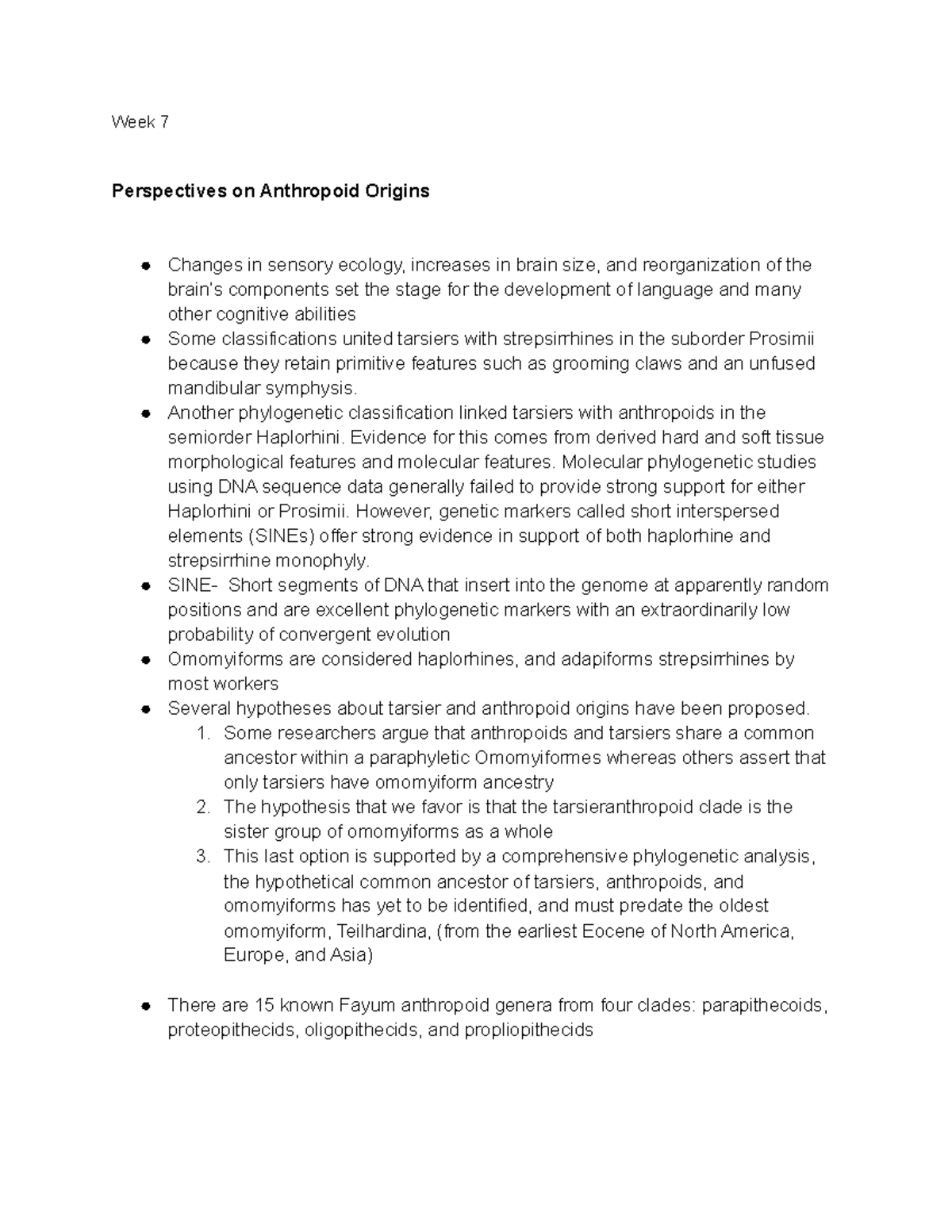 Intro to Biological anthropology notes week 7 - Week 7 Perspectives on ...