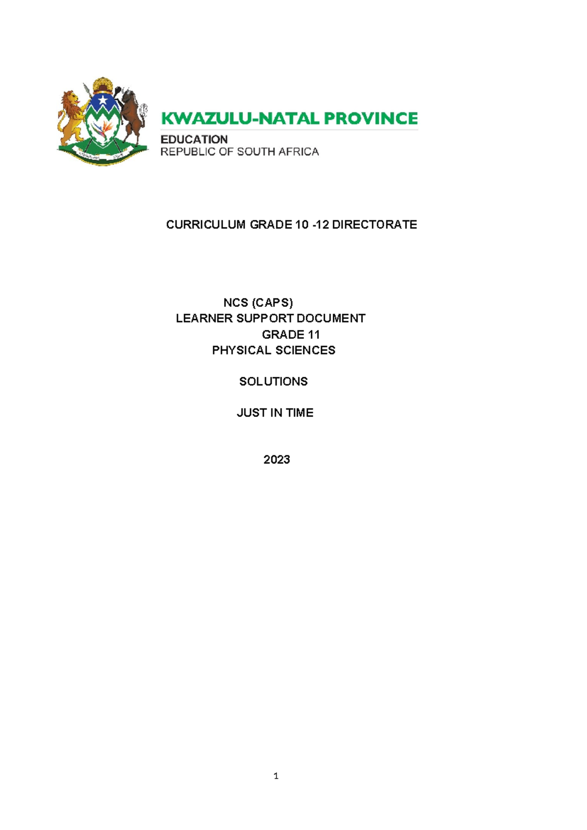 2023 Grade 11 Learner Support Document Solutions - CURRICULUM GRADE 10 ...
