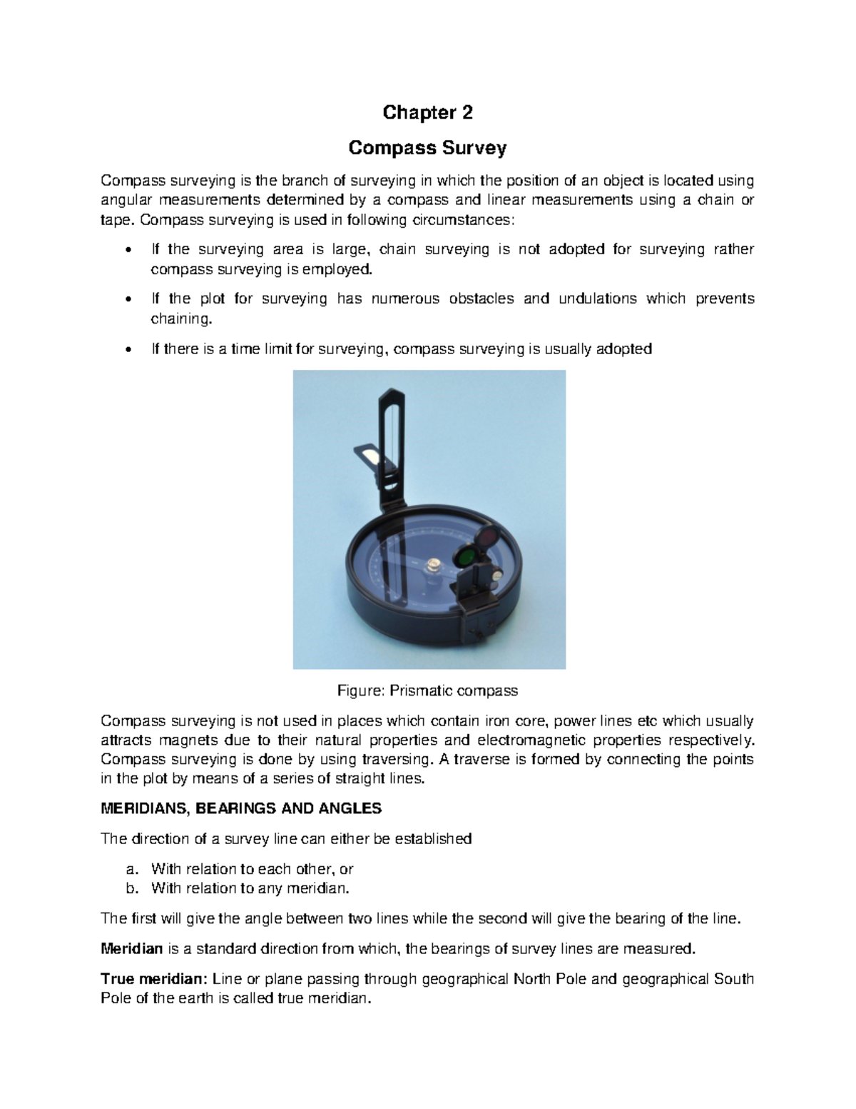 Survey Chapter 2 - Civil Engineering - PoU - Studocu