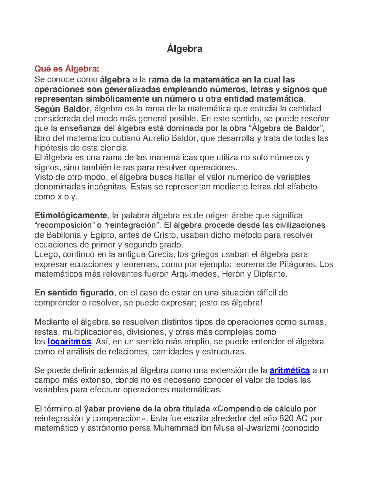 Álgebra - matematicas - Álgebra Qué es Álgebra: Se conoce como álgebra ...