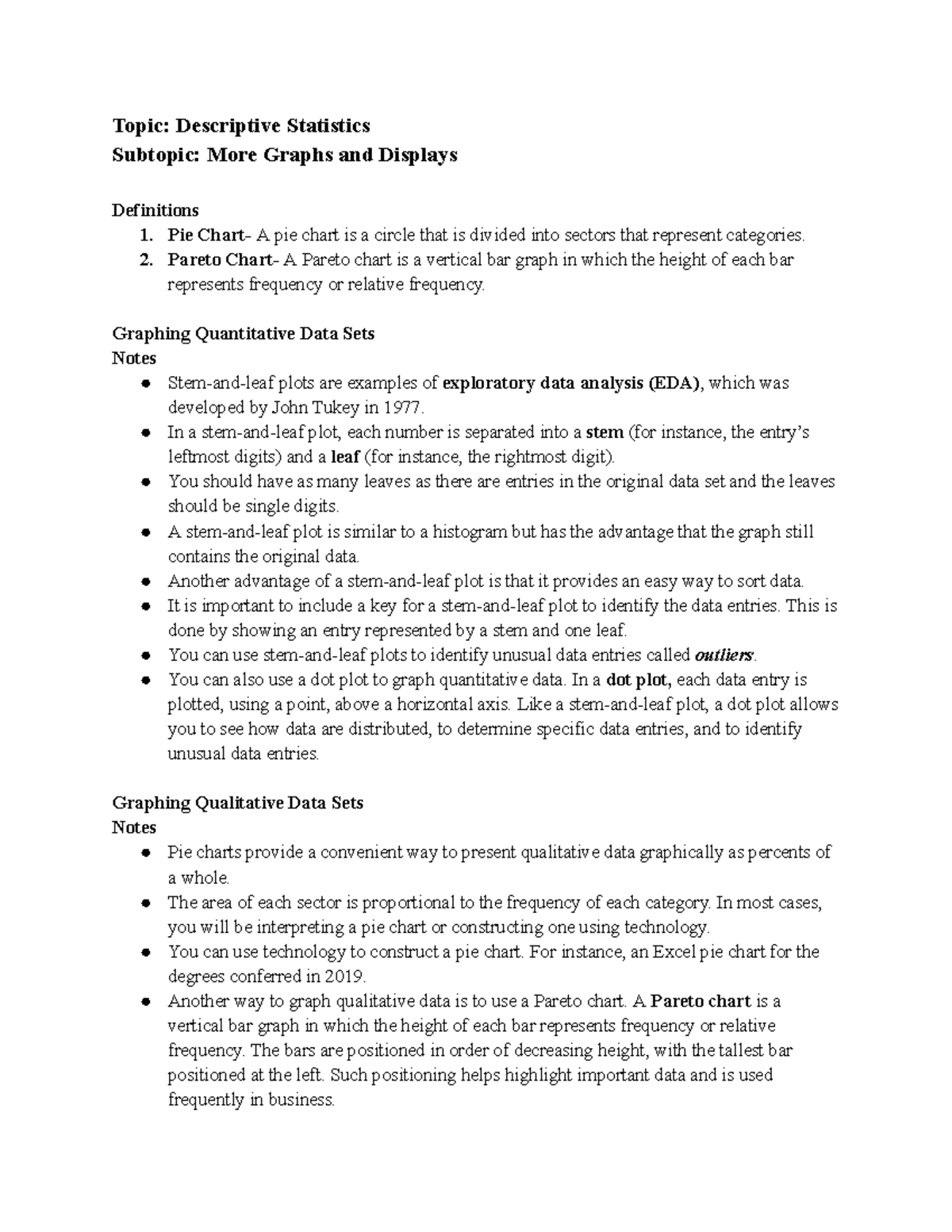 Descriptive Statistics|More Graphs and Displays 2.2 Notes - Topic ...