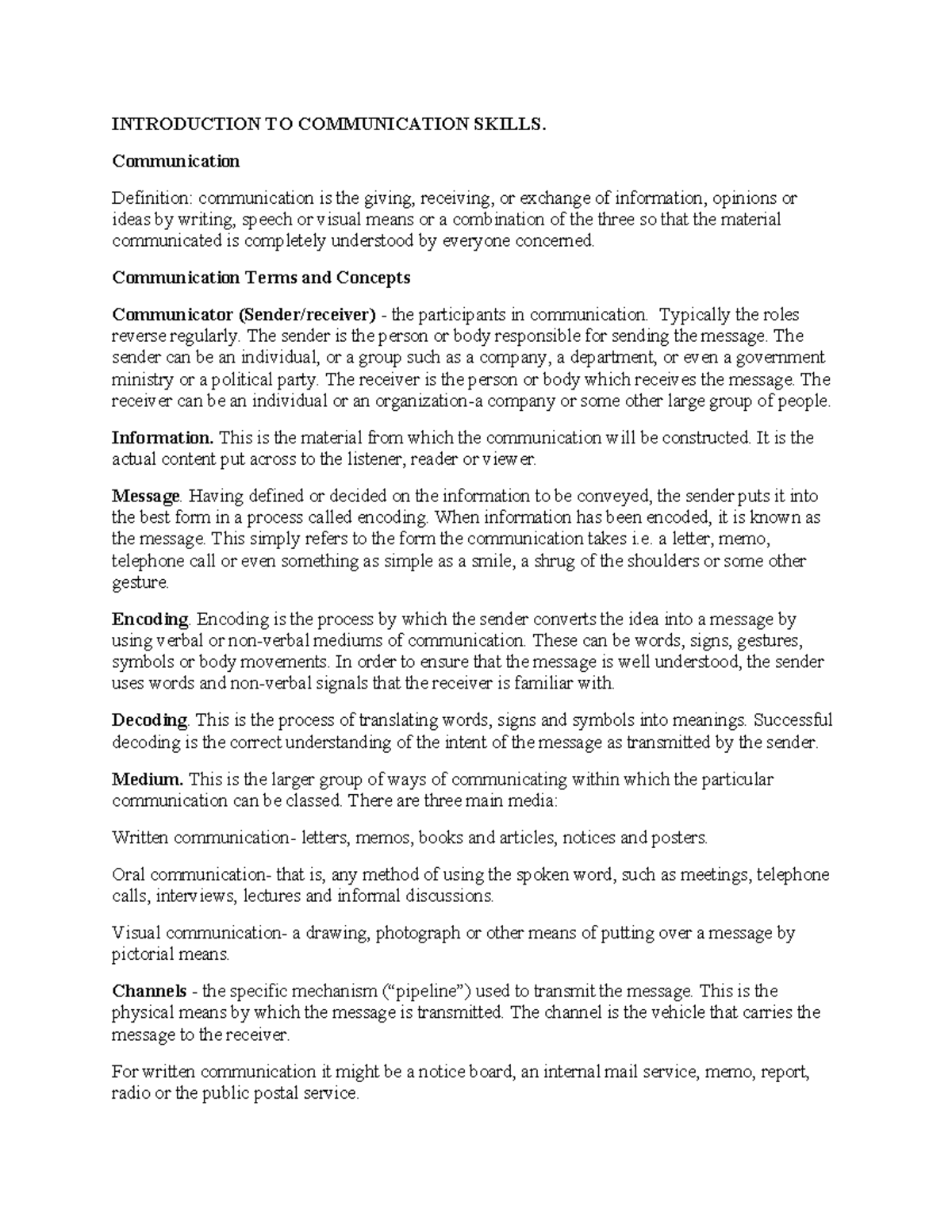 Communication Skills Lec 1 - INTRODUCTION TO COMMUNICATION SKILLS ...