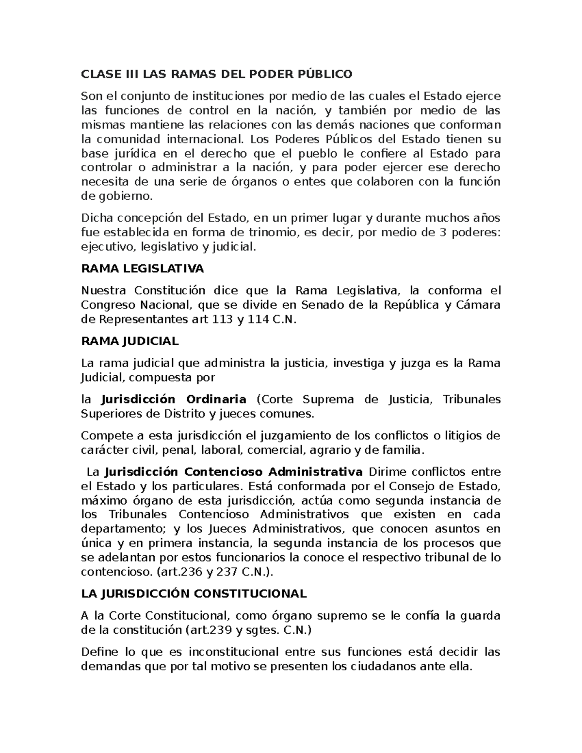 Clase III Ramas DEL Poder Público - CLASE III LAS RAMAS DEL PODER ...