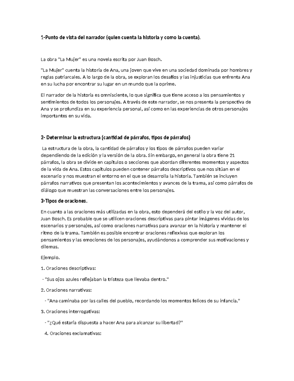 Trabajo final - 1-Punto de vista del narrador (quien cuenta la historia ...