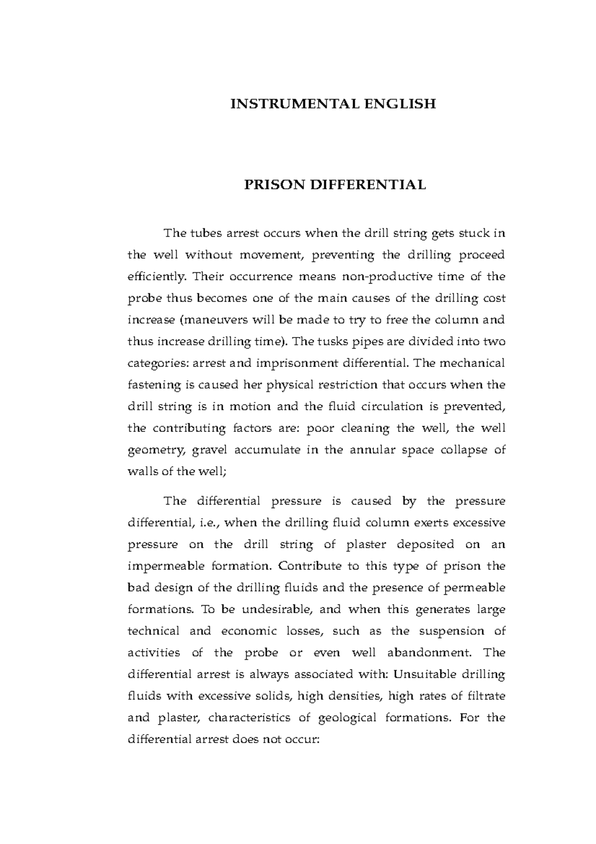 Instrumental English - Prison Differential - INSTRUMENTAL ENGLISH ...