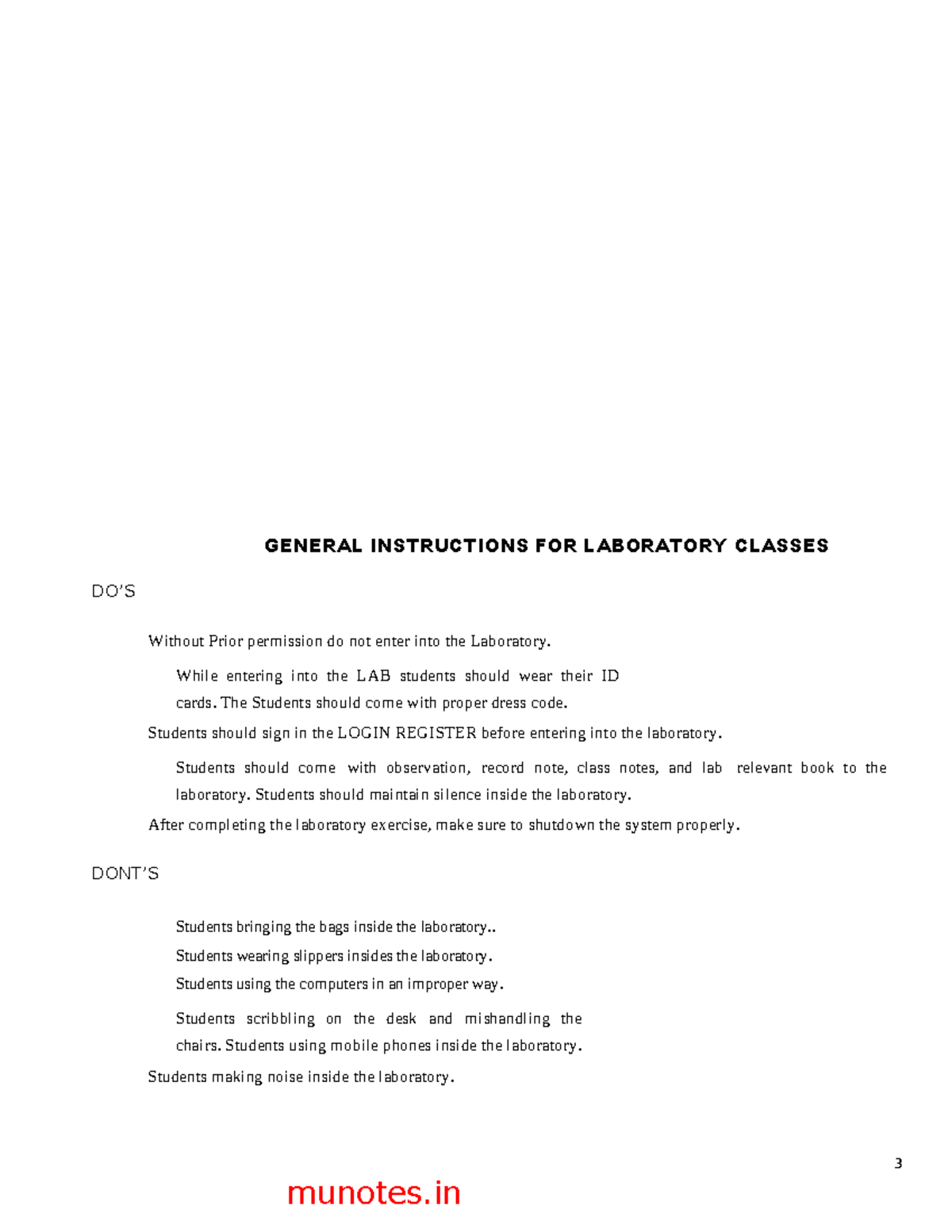 DBMS practical manual - GENERAL INSTRUCTIONS FOR LABORATORY CLASSES DO ...