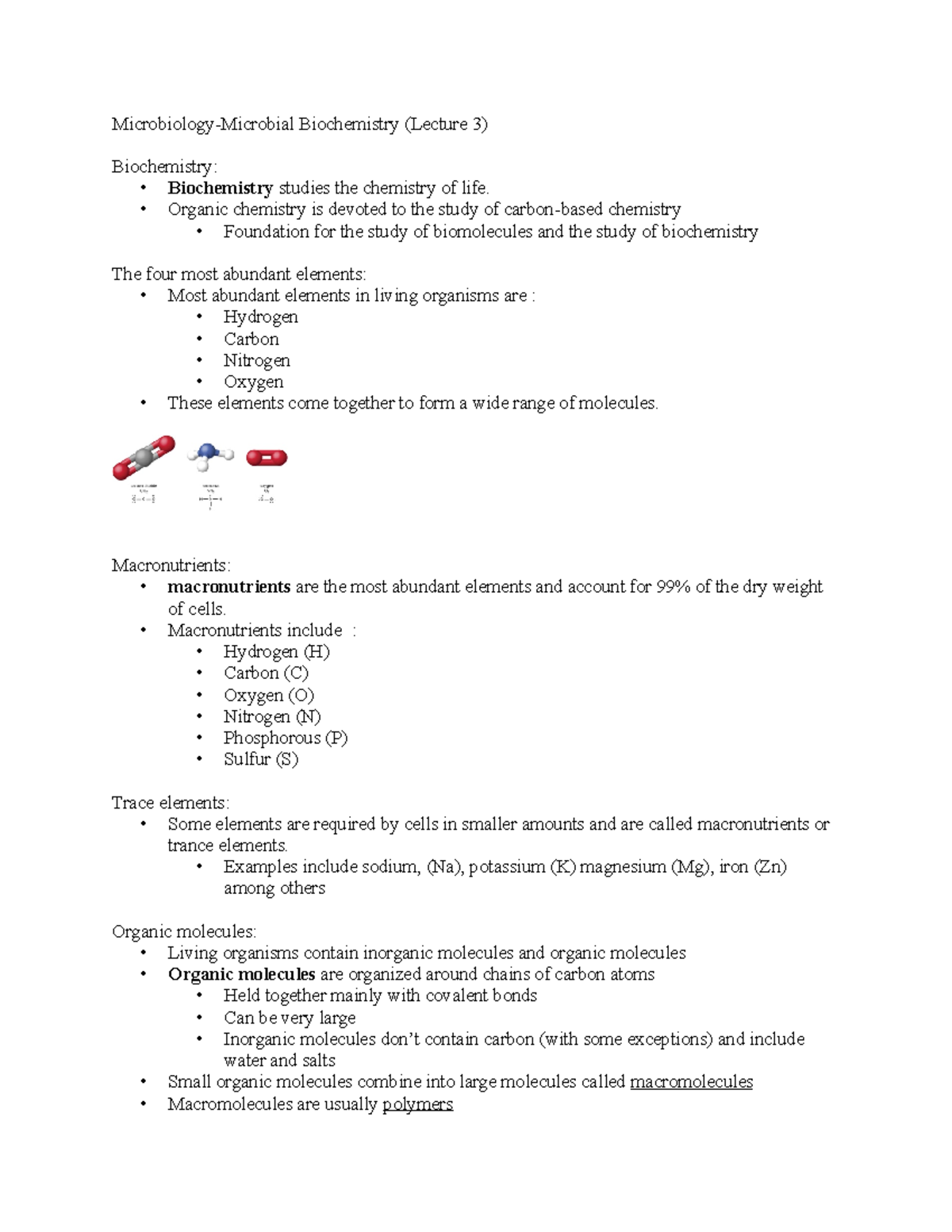 Microbiology Lecture 3 notes - Microbiology-Microbial Biochemistry ...