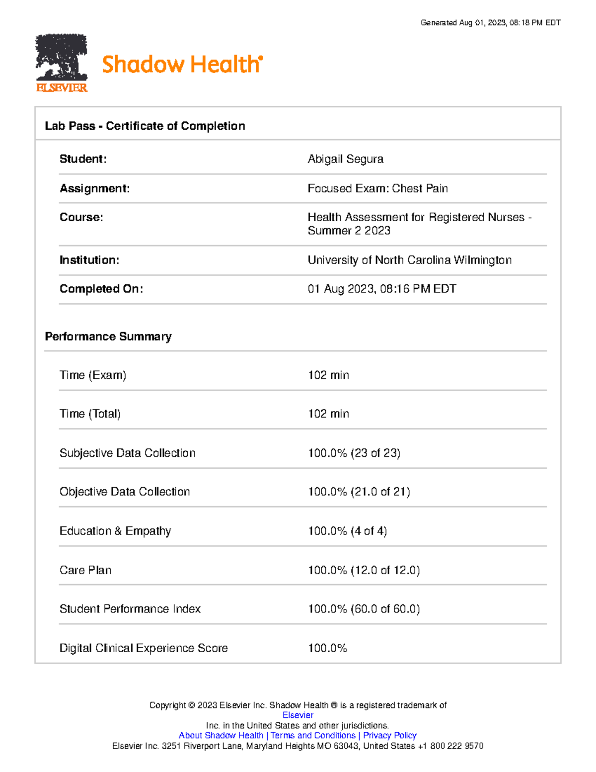 Chestpain. Labpass - Lab pass for chest pain - NSG-323 - UNC Wilmington ...