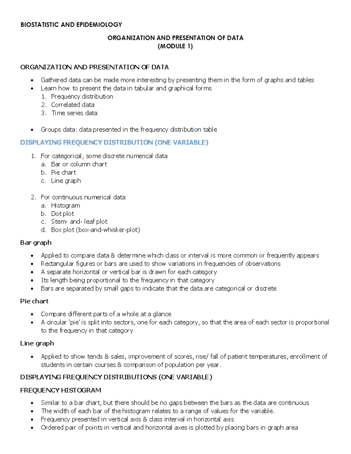 Lesson 1 Biostatistic AND Epidemiology LAB - BIOSTATISTIC AND ...