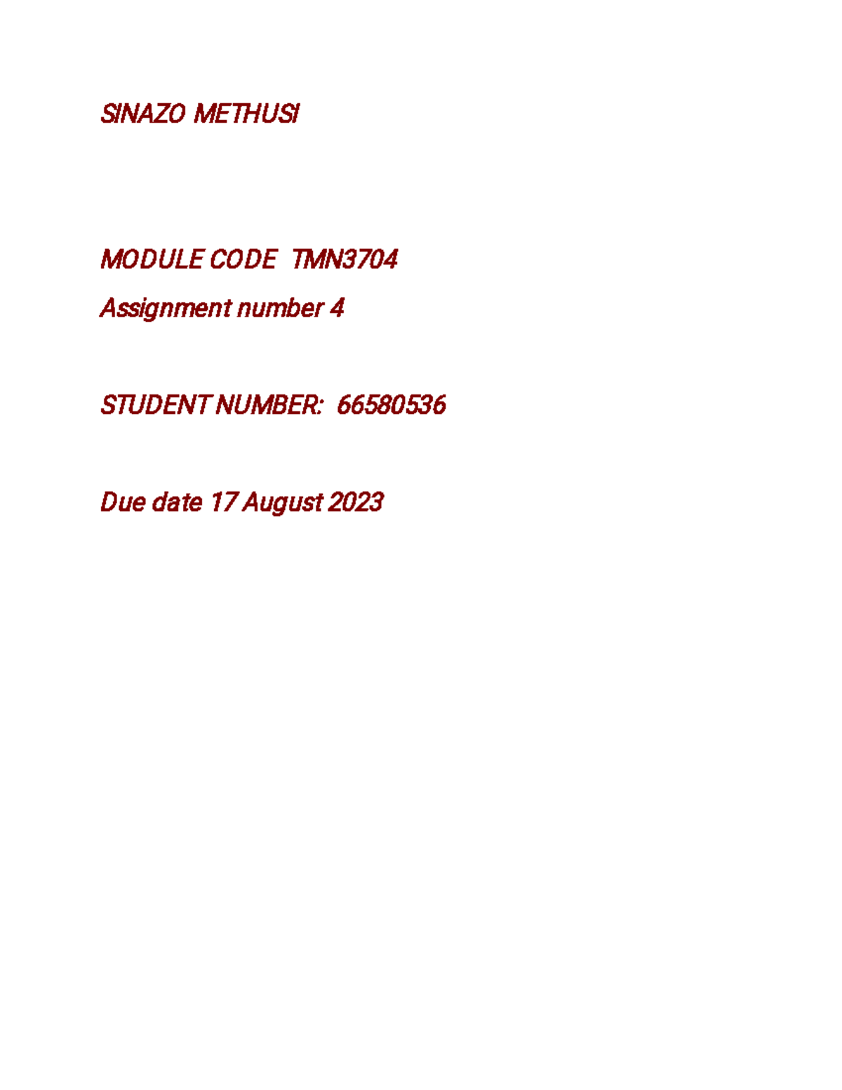 Sinazo Methusi TMN3704 ass4 - SINAZOMETHUSI MODULECODE TMN ...