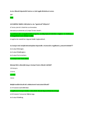 Teszt 2 - Nemzetközi és EU-jogi ismeretek - Studocu