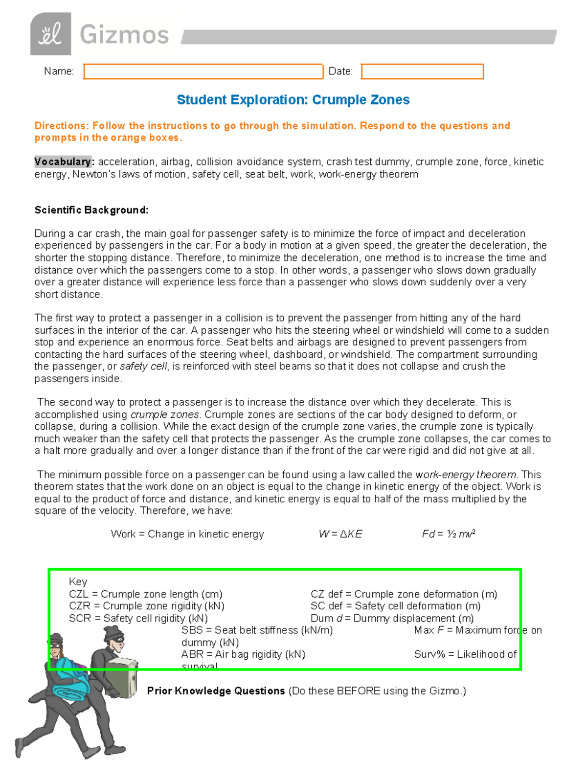 Crumple Zones SE - Name: Date: Student Exploration: Crumple Zones ...