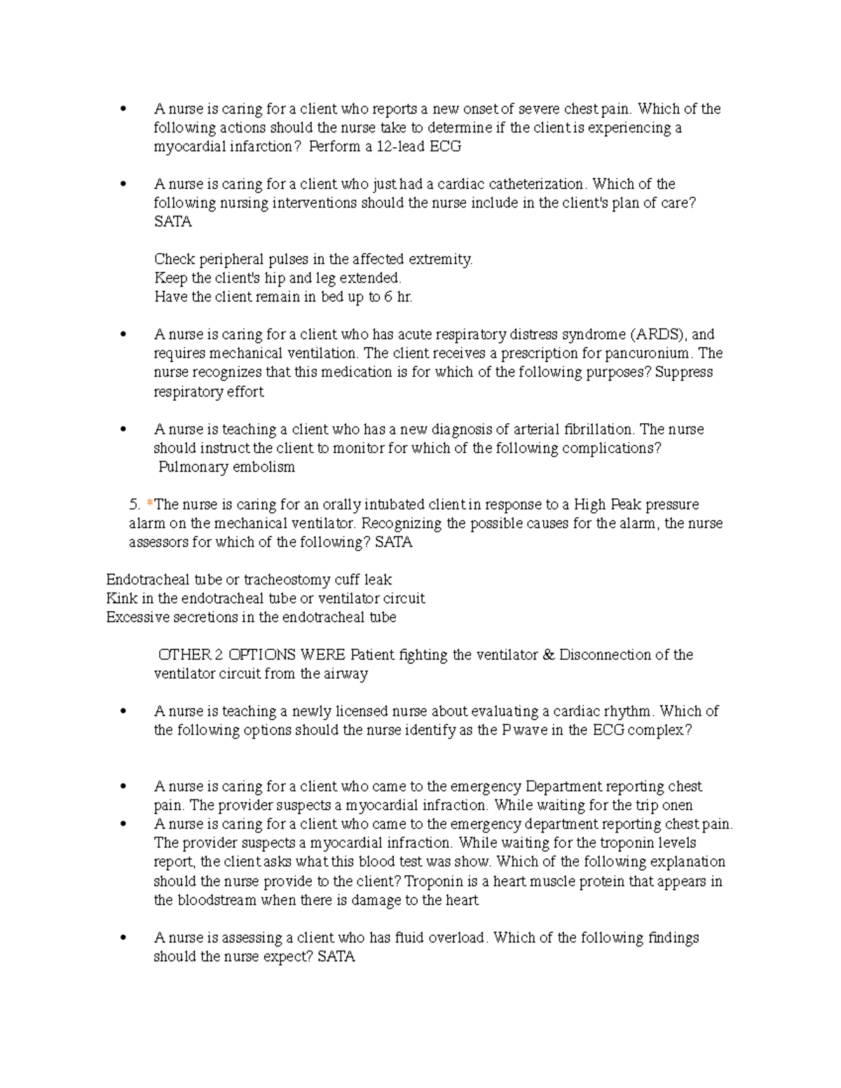 Complex Exam 1 2021 - A nurse is caring for a client who reports a new ...