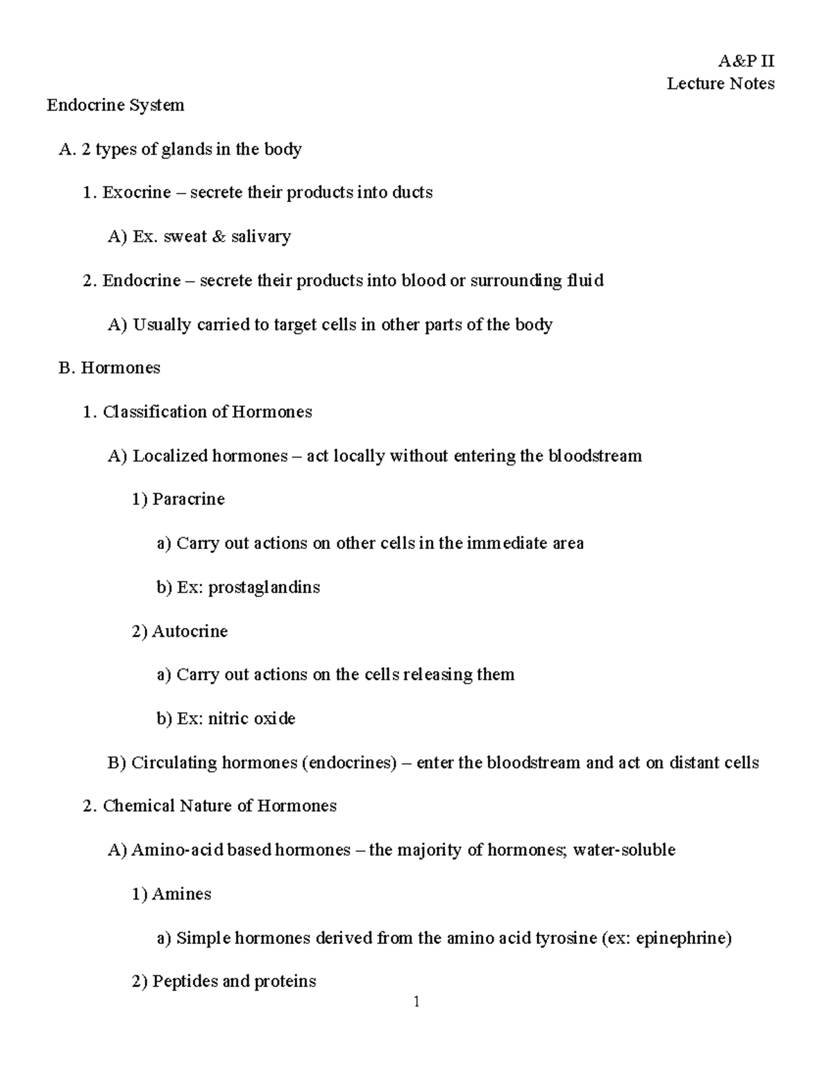 2021-BIOL 2652-Anatomy-Physiology-II-Endocrine-System-Lecture-Notes ...