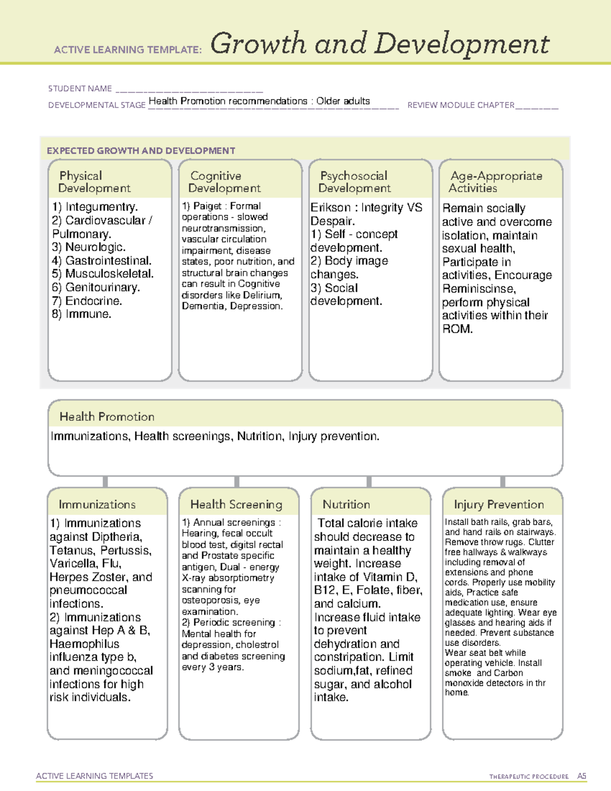 Health Promotion recommendation - older adults - ACTIVE LEARNING ...