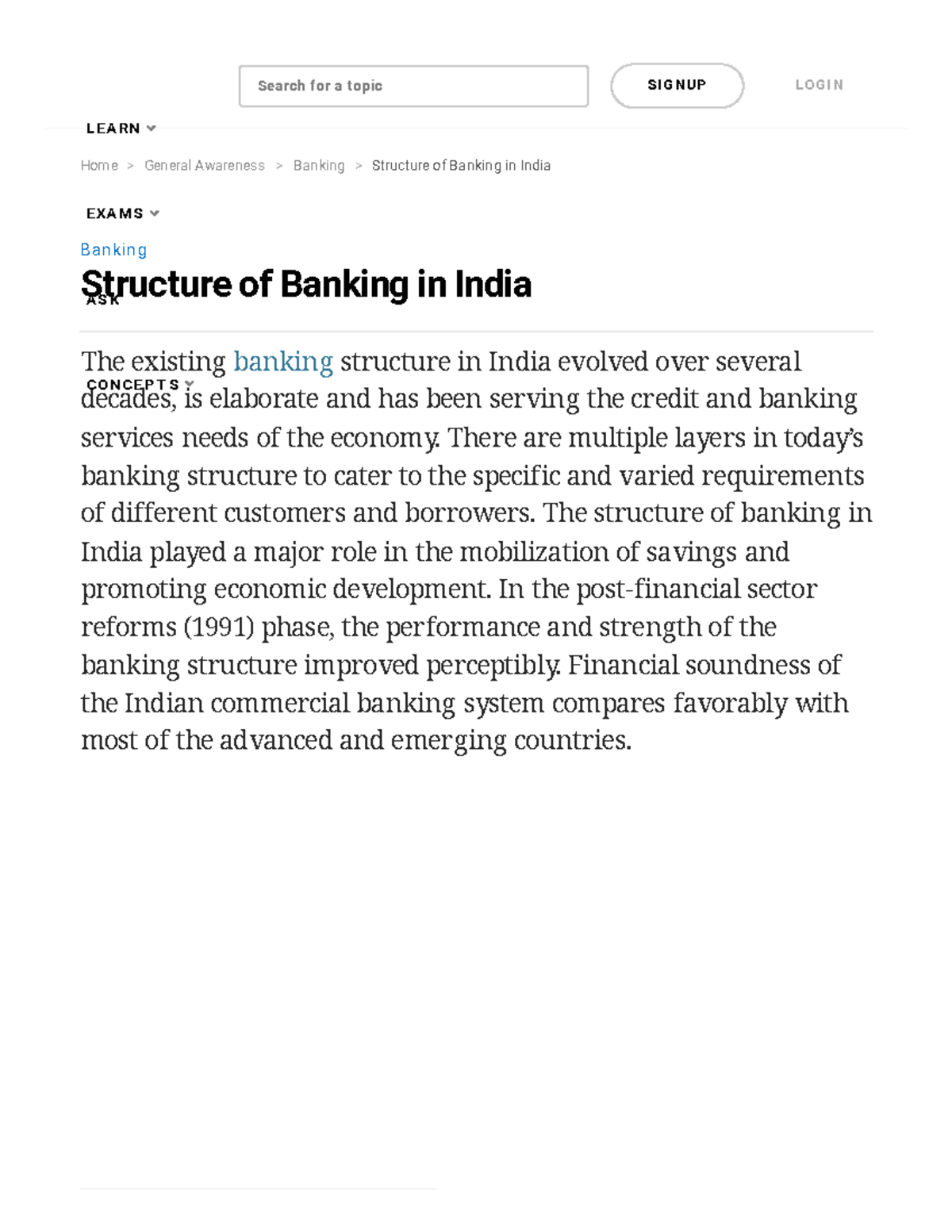 Structure of Banking in India Concepts, Examples and Practice Questions ...
