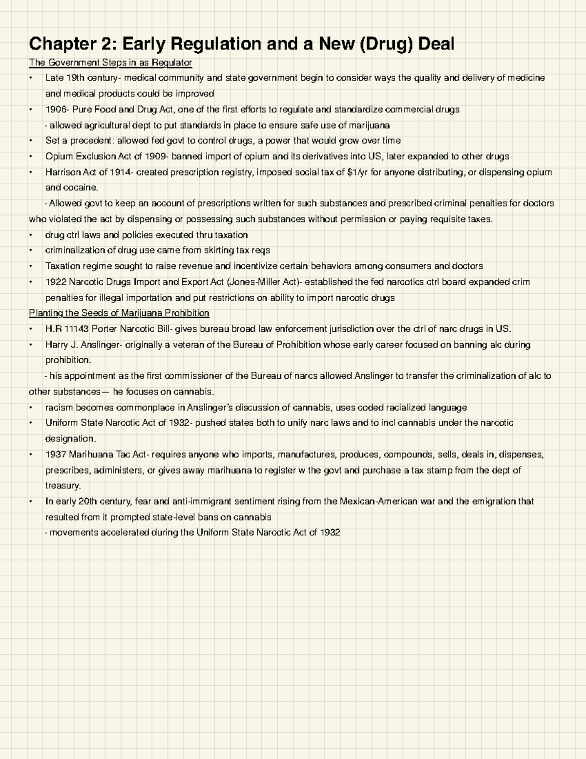 Marijuana A Short History Ch 2 Notes (CANN 03101) - Chapter 2: Early ...