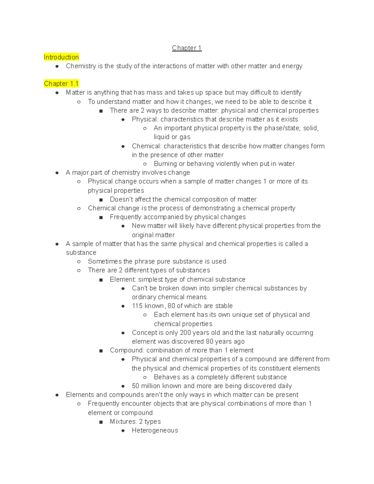 Intro Chemistry Ch1 Pt1 - Chapter 1 Introduction Chemistry is the study ...