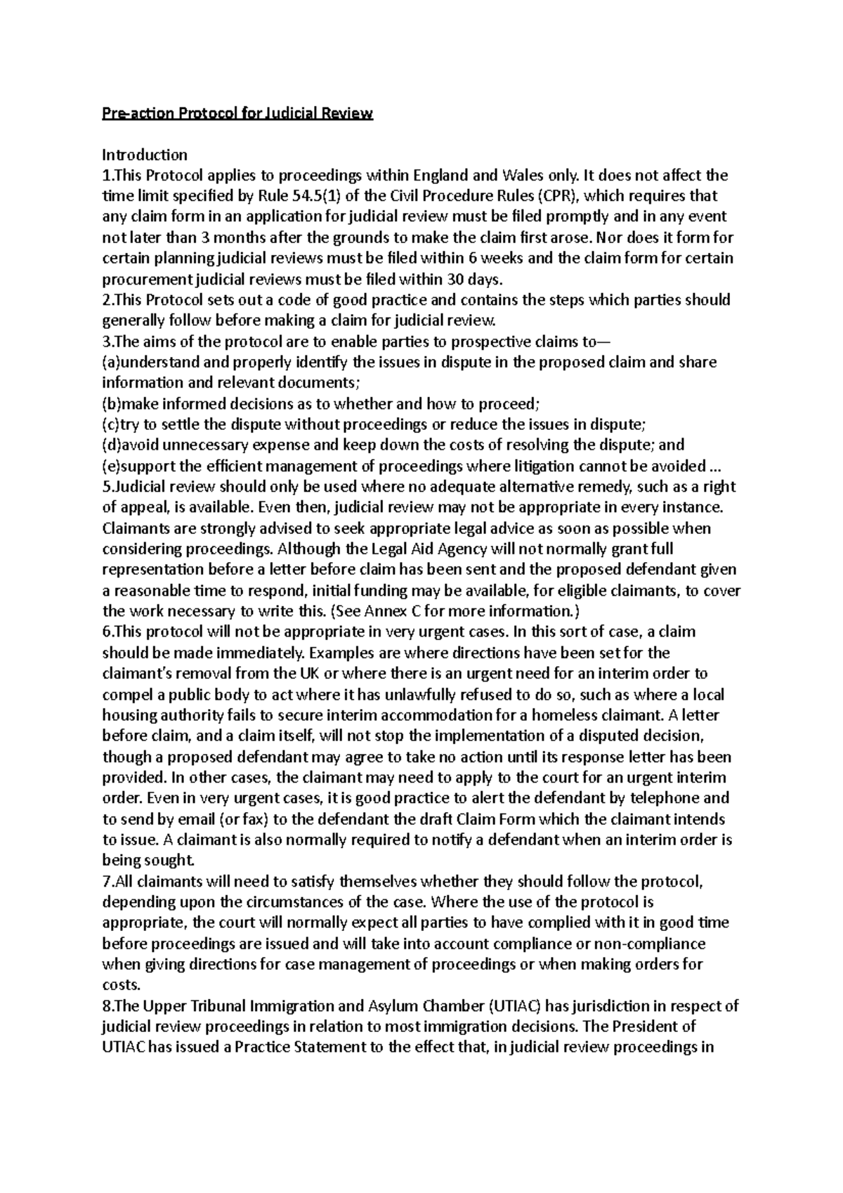 Pre-action Protocol for Judicial Review - Pre-action Protocol for ...